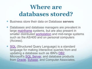 CSC 103 Databases Overview | PPT