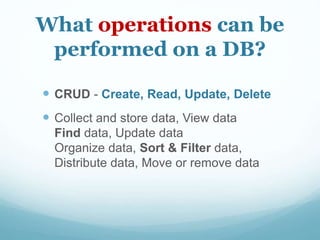 CSC 103 Databases Overview | PPT