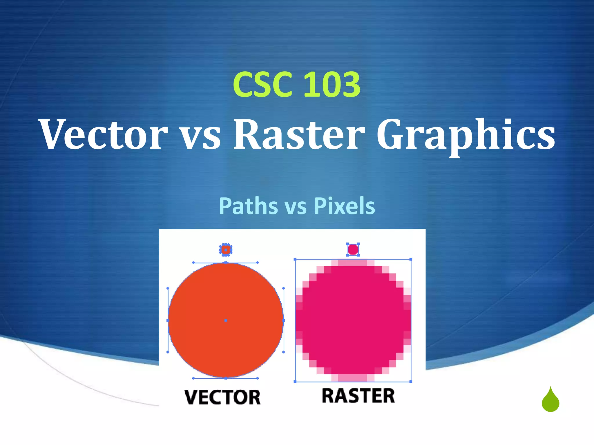 CSC103 Vector vs Raster Graphics | PPT