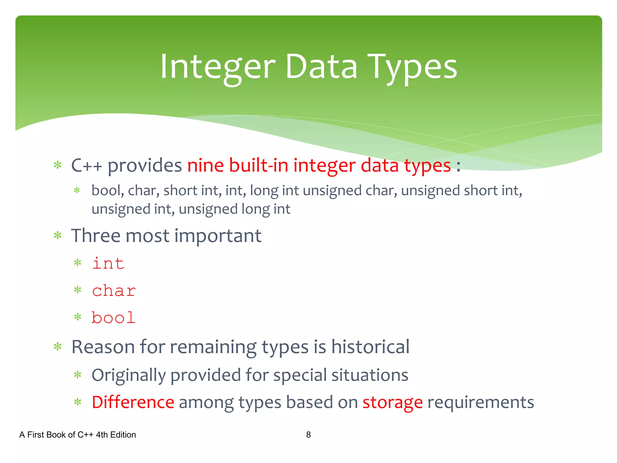 Csc1100 lecture02 ch02-datatype_declaration | PPT