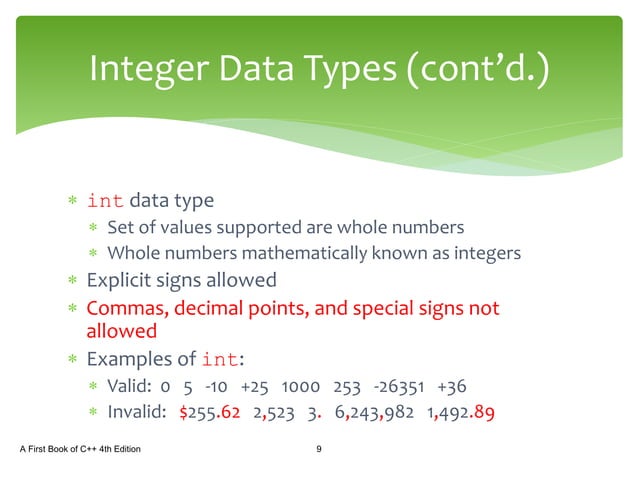 Csc1100 lecture02 ch02-datatype_declaration | PPT