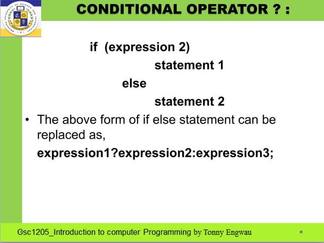 Introduction to computer programming (C)-CSC1205_Lec5_Flow control | PPT