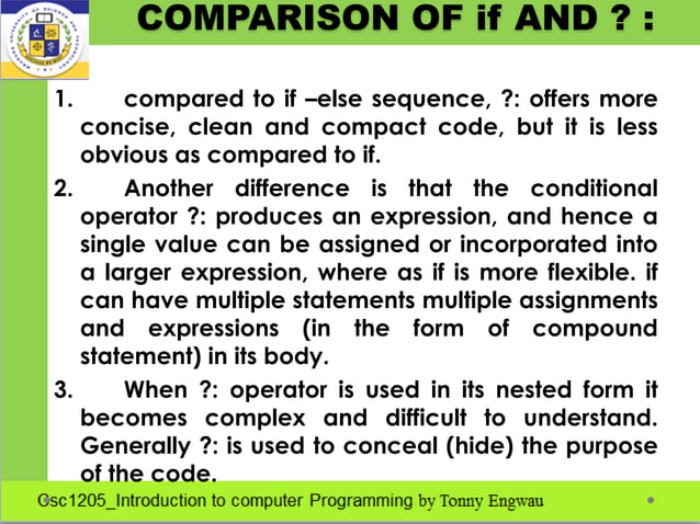 Introduction to computer programming (C)-CSC1205_Lec5_Flow control | PPT