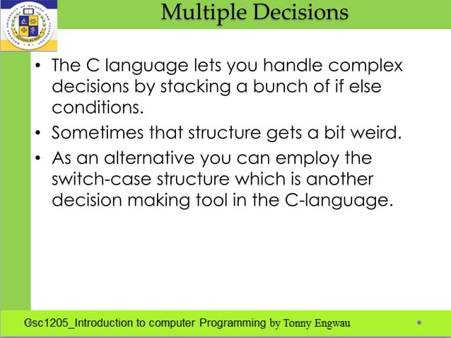 Introduction to computer programming (C)-CSC1205_Lec5_Flow control | PPT