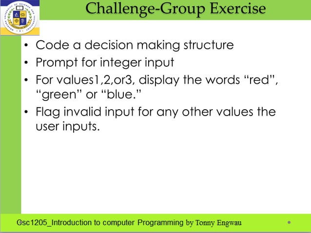 Introduction to computer programming (C)-CSC1205_Lec5_Flow control | PPT