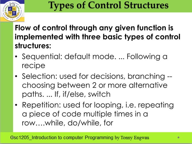 Introduction to computer programming (C)-CSC1205_Lec5_Flow control | PPT