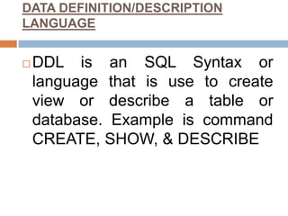 INTRO TO SQL | PPTX