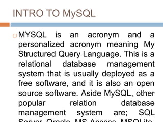 INTRO TO SQL | PPTX