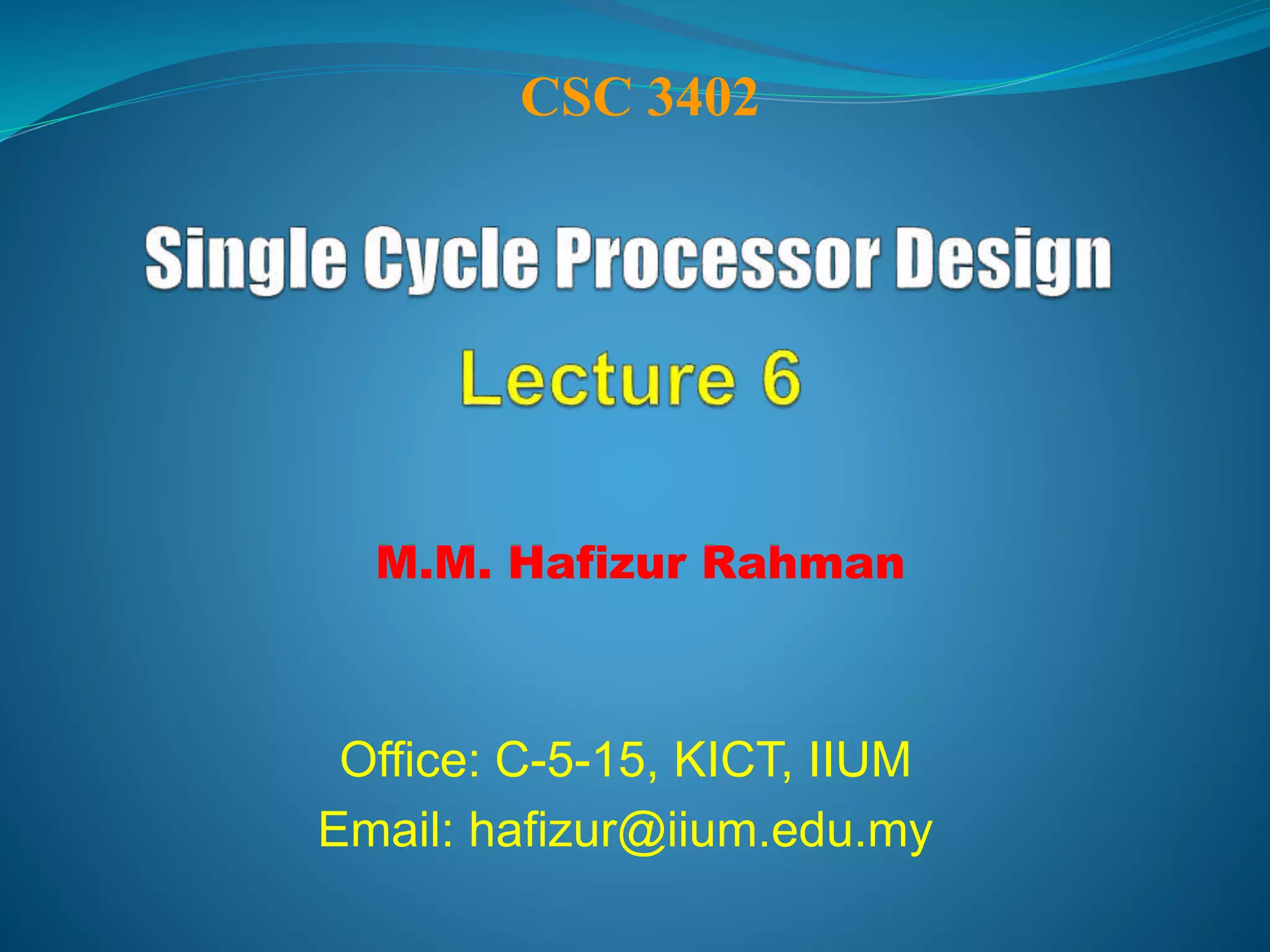 Single Cycle Processing | PPT