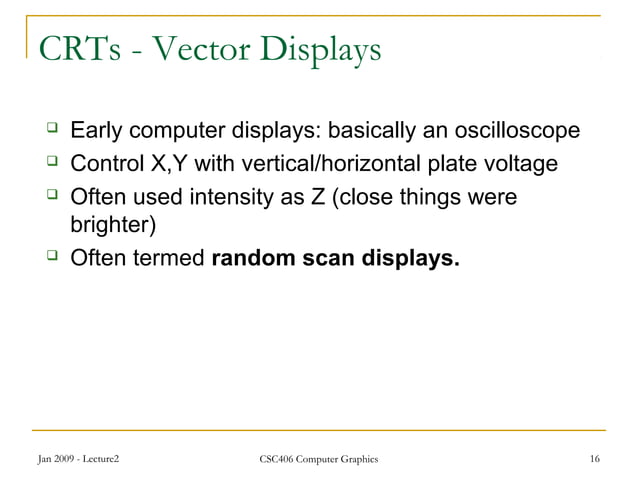 Lecture2 Computer Graphics Graphics Hardware Computer Graphics Tutorials