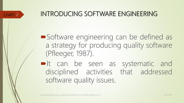 CSC426 - Software Engineering Lecture Note | PPT