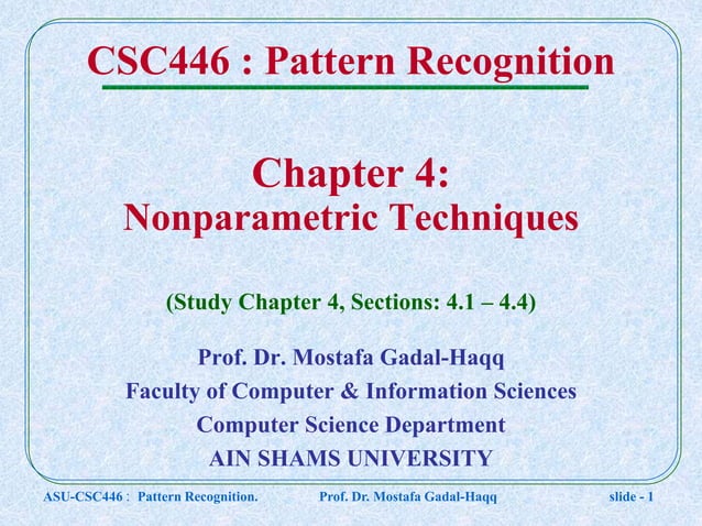 CSC446: Pattern Recognition (LN7) | PDF | Physics | Science