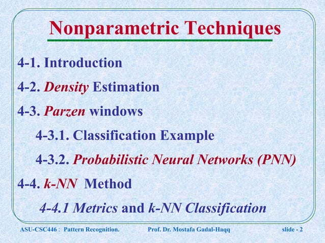 CSC446: Pattern Recognition (LN7) | PDF | Physics | Science
