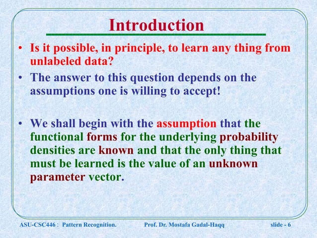 Csc446: Pattern Recognition | PPT