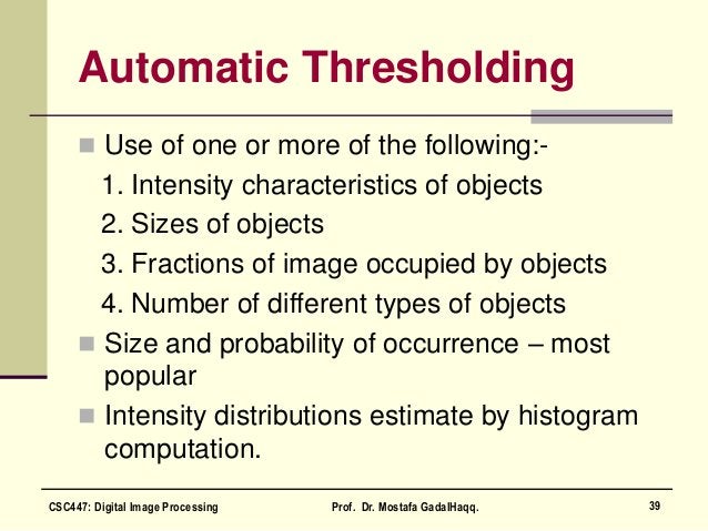 Digital Image Processing: Image Segmentation | PDF | Photo Editing ...