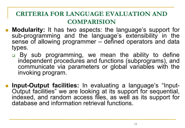 CSCorganization of programming languages | PPT