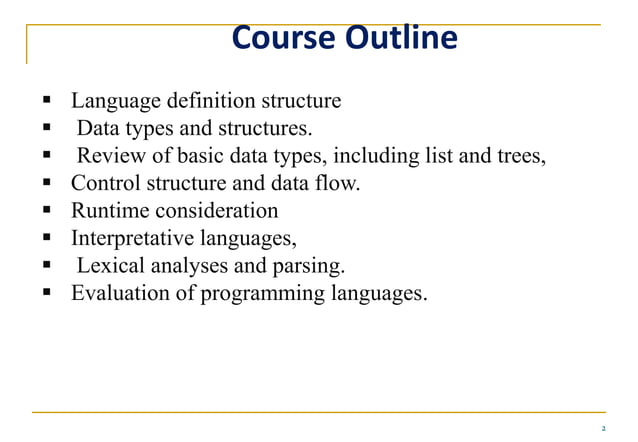 CSCorganization of programming languages | PPT