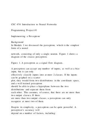 CSC 470 Introduction to Neural NetworksProgramming Projec | PDF