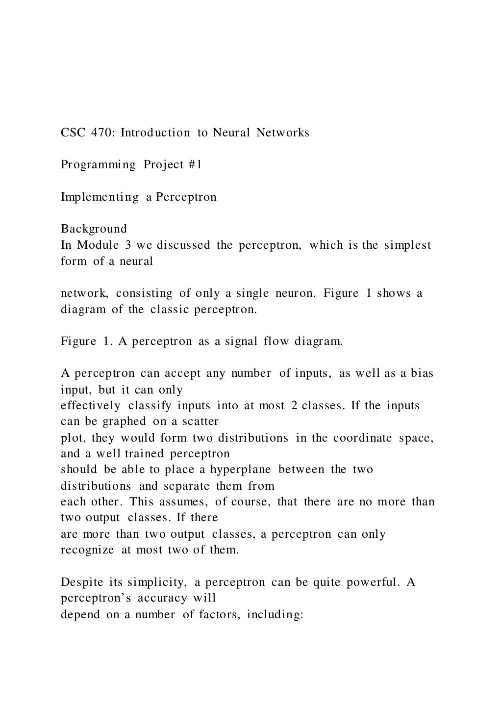 CSC 470 Introduction to Neural NetworksProgramming Projec | PDF
