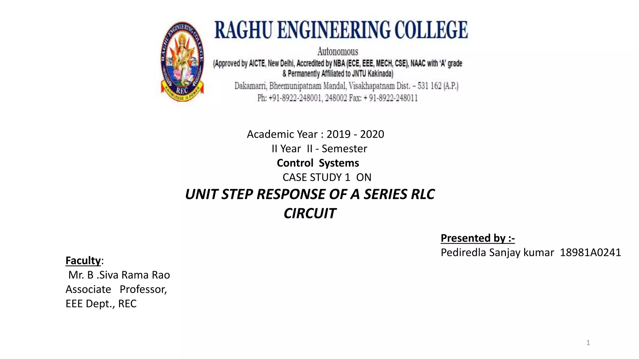 Control Systems Ppt On A Unit Step Response Of A Series Rlc Circuit Pptx Physics Science