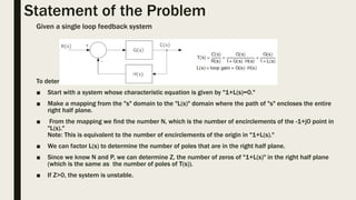 CONTROL SYSTEM PPT ON DETERMINATION OF SABILITY OF SYSTEM USING NYQUIST ...