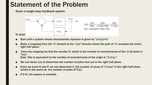 CONTROL SYSTEM PPT ON DETERMINATION OF SABILITY OF SYSTEM USING NYQUIST PLOT BY USING MATLAB | PPT