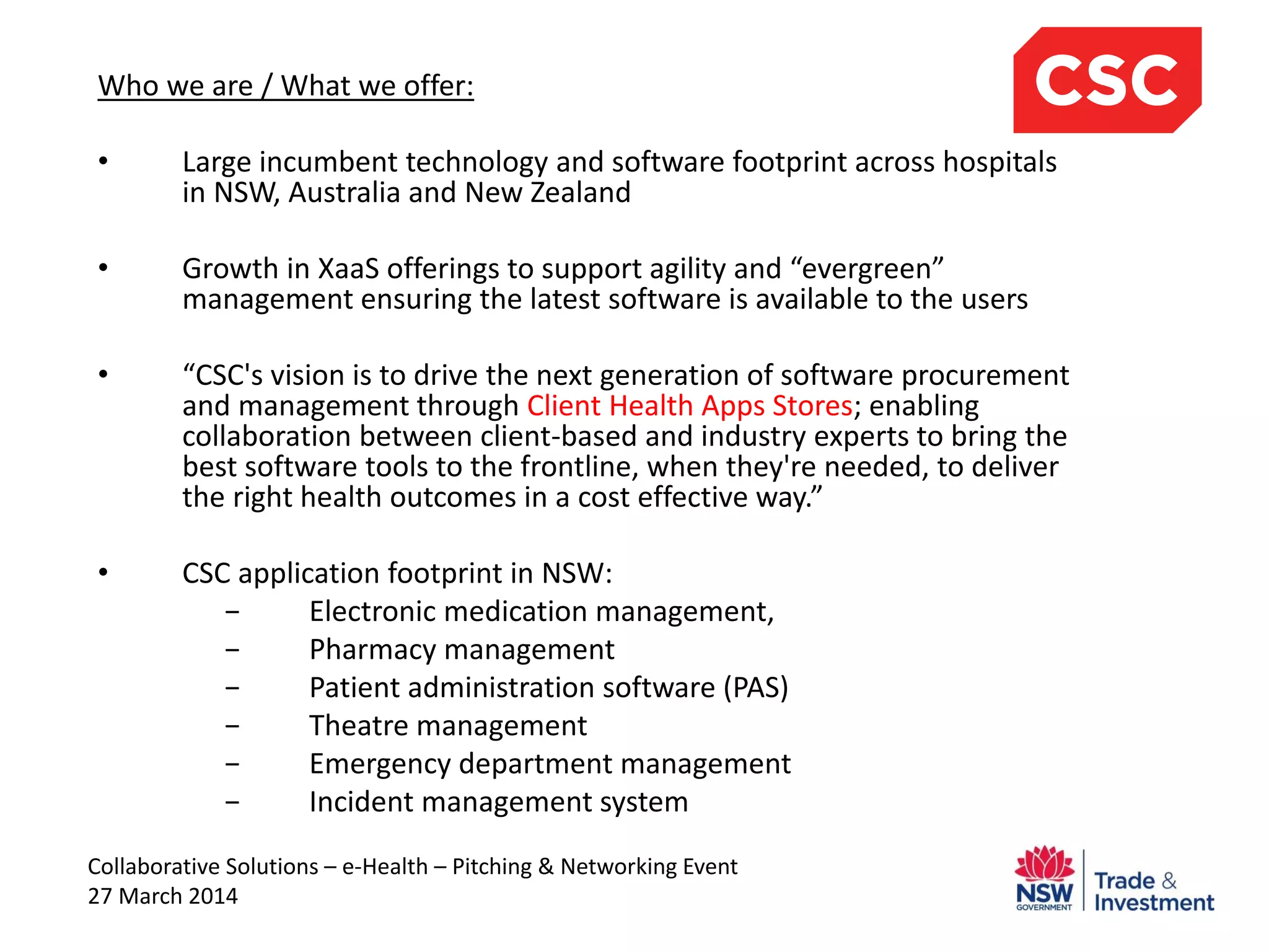 Collaborative Solutions eHealth Event - CSC Australia | PDF | Computer ...