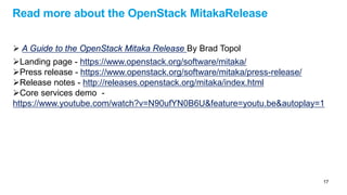 Highlights of OpenStack Mitaka and the OpenStack Summit | PDF