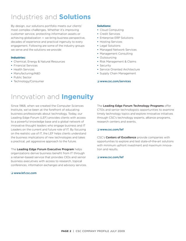Csc Company Profile | PDF