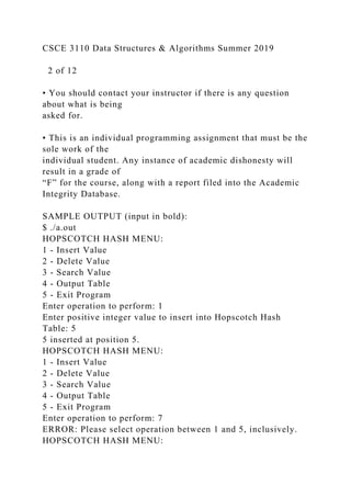 CSCE 3110 Data Structures & Algorithms Summer 2019 1 of .docx