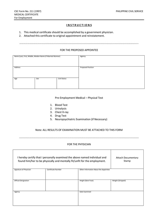 Csc form 211 | PDF