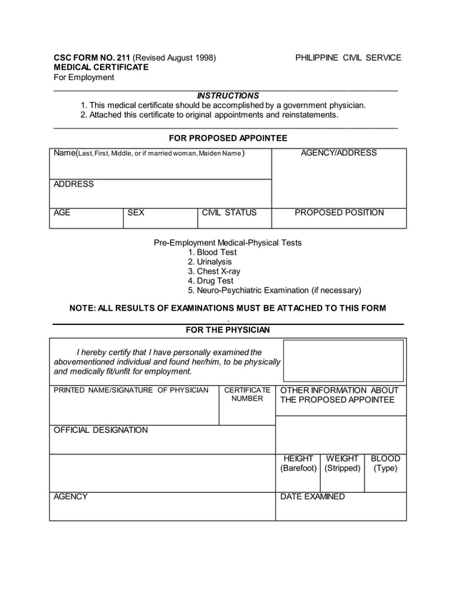 CSC Form 211 - Medical Certificate.doc