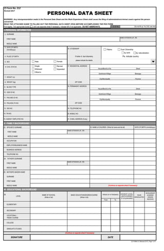 Csc form 212 2017 | PDF