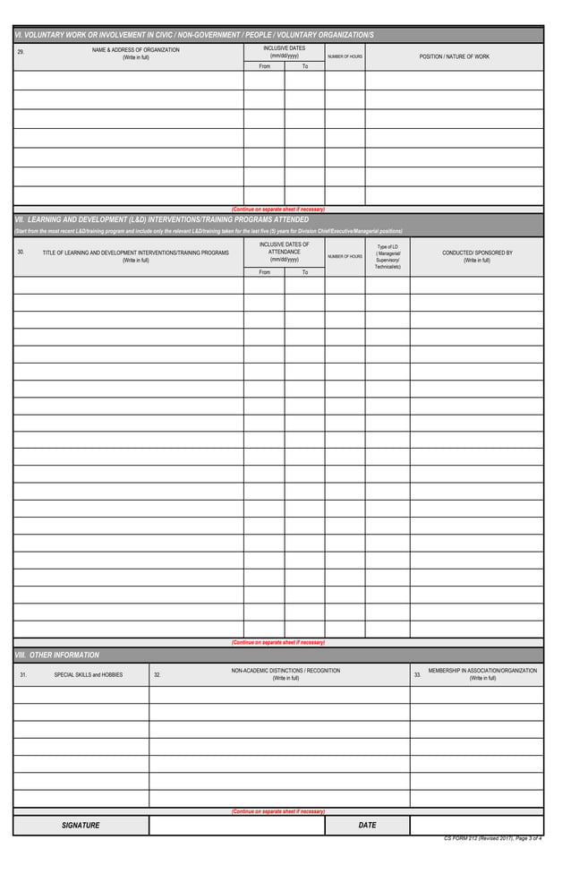 Csc form 212 2017 | PDF | Resume Writing and Advice | Job Search