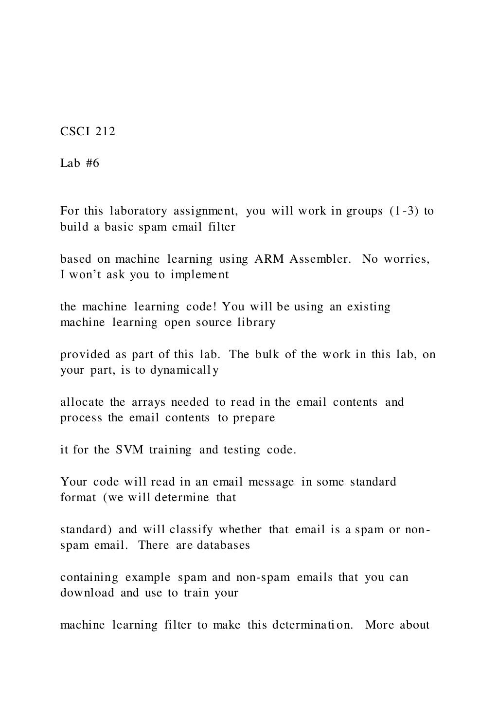 CSCI 212 Lab #6 For this laboratory assignment, you | PDF