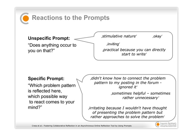 Fostering Collaborative Reflection - CSCL@work, CSCL 2013 | PPT
