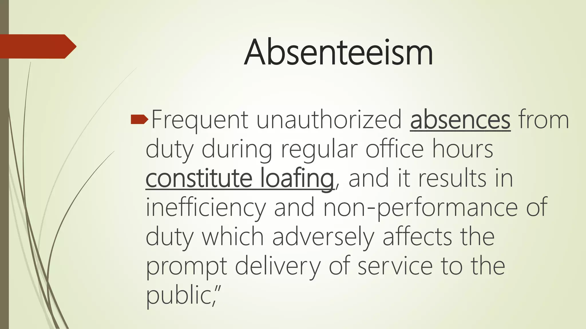 CSC: Loafing, habitual absenteeism, tardiness | PPTX