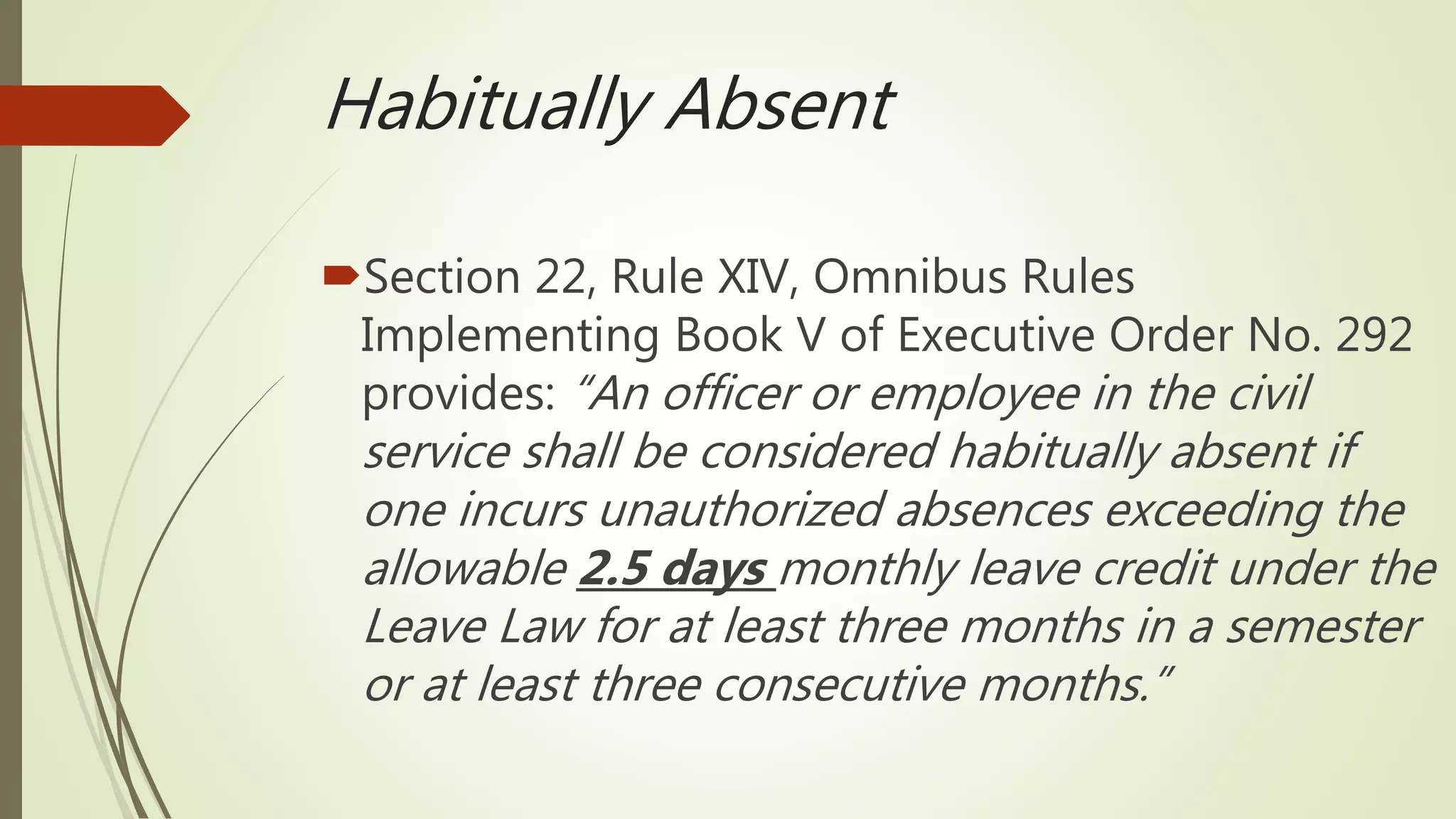 CSC: Loafing, habitual absenteeism, tardiness | PPTX
