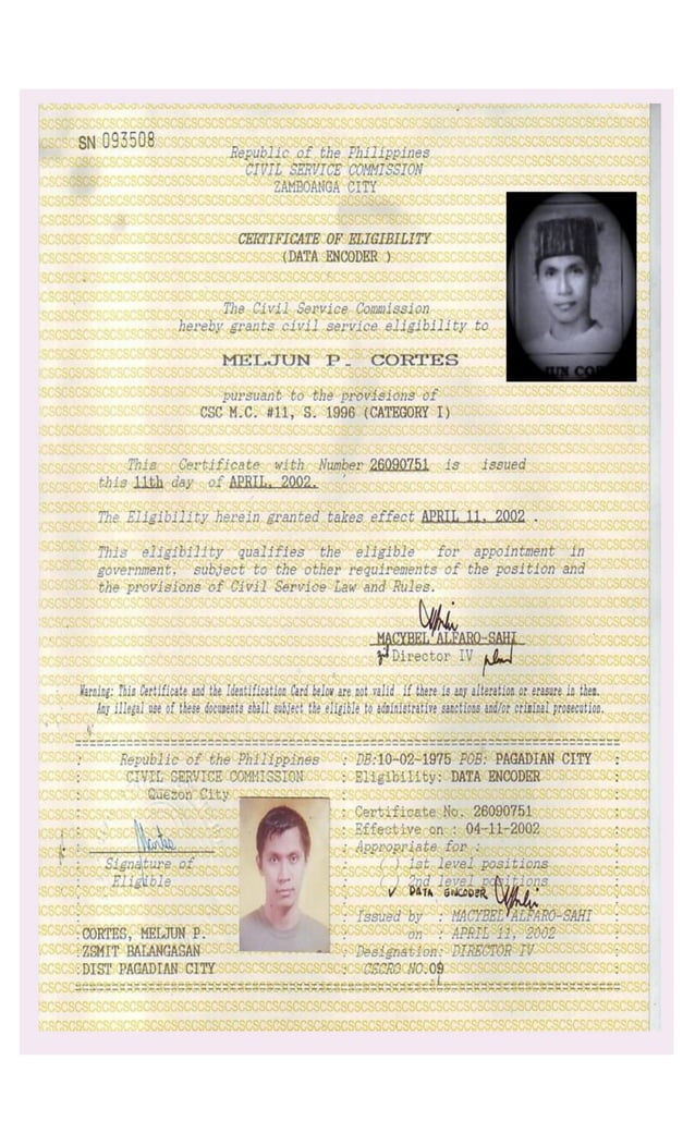 CSC ELIGIBILITY and TESDA of MELJUN CORTES | PDF