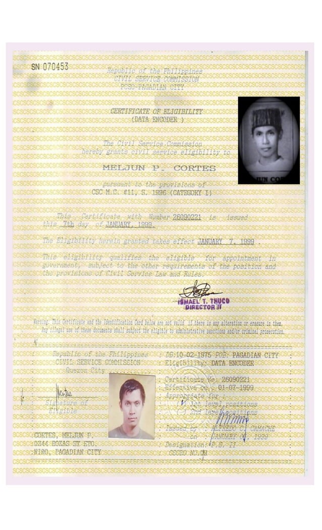 CSC ELIGIBILITY and TESDA of MELJUN CORTES | PDF