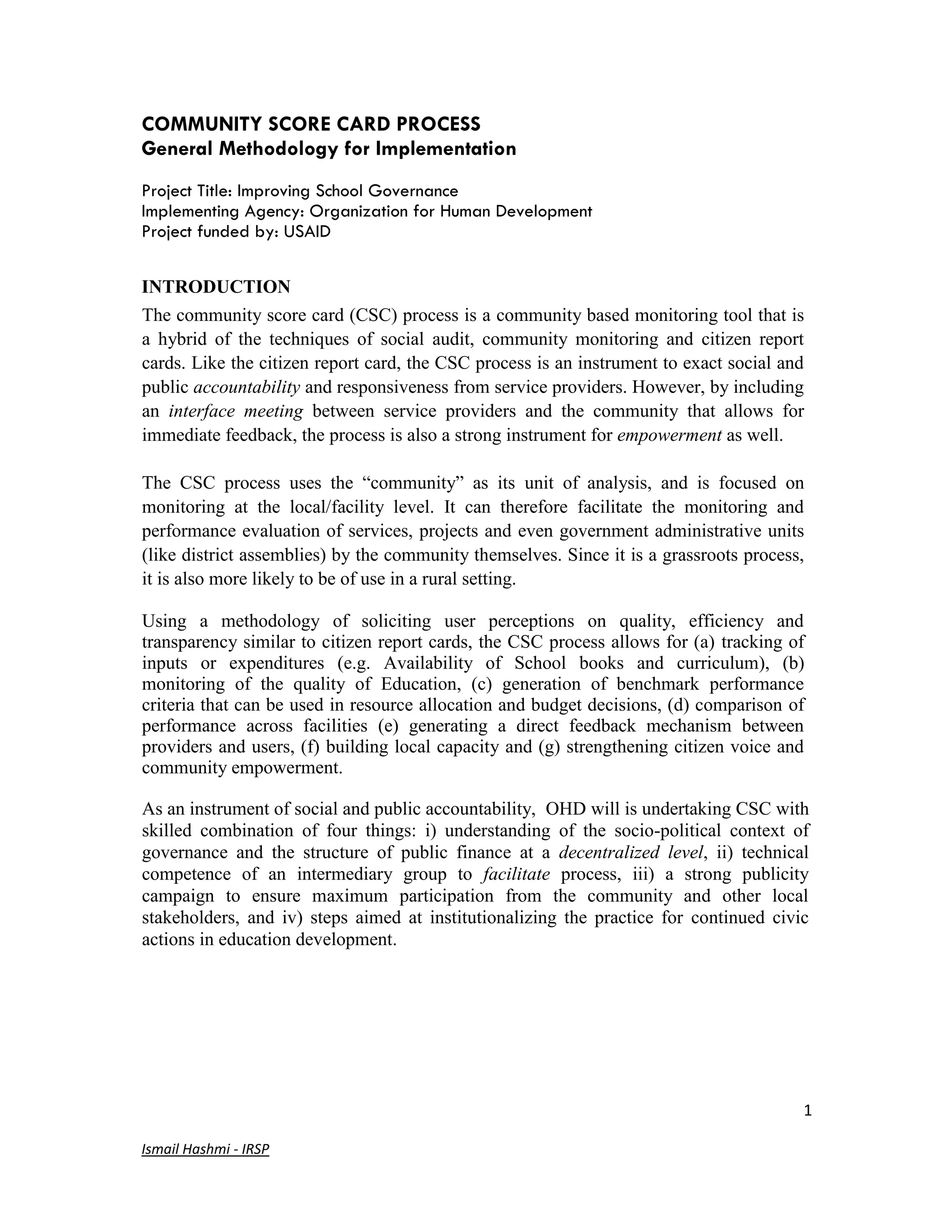 Csc methodology for implementation | PDF