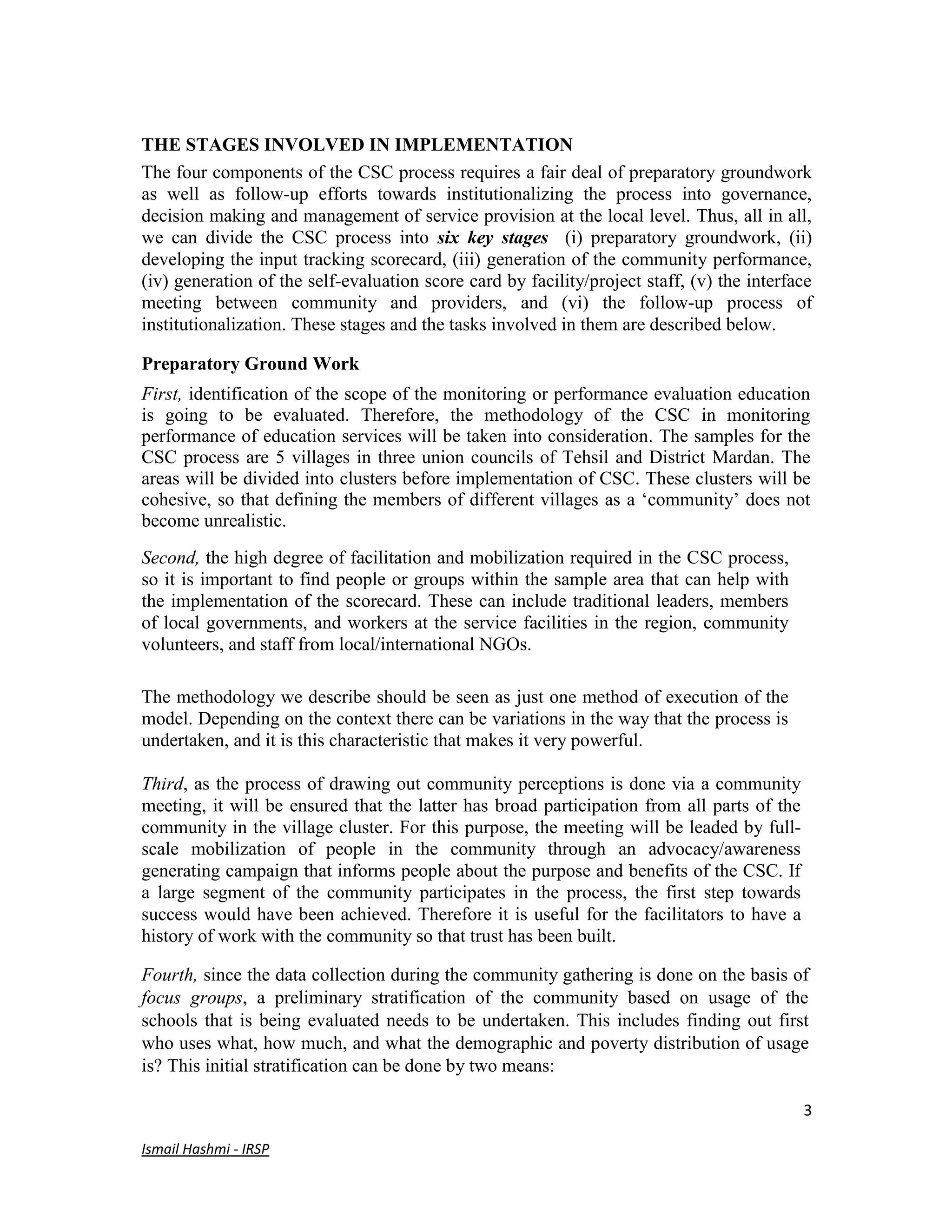 Csc methodology for implementation | PDF