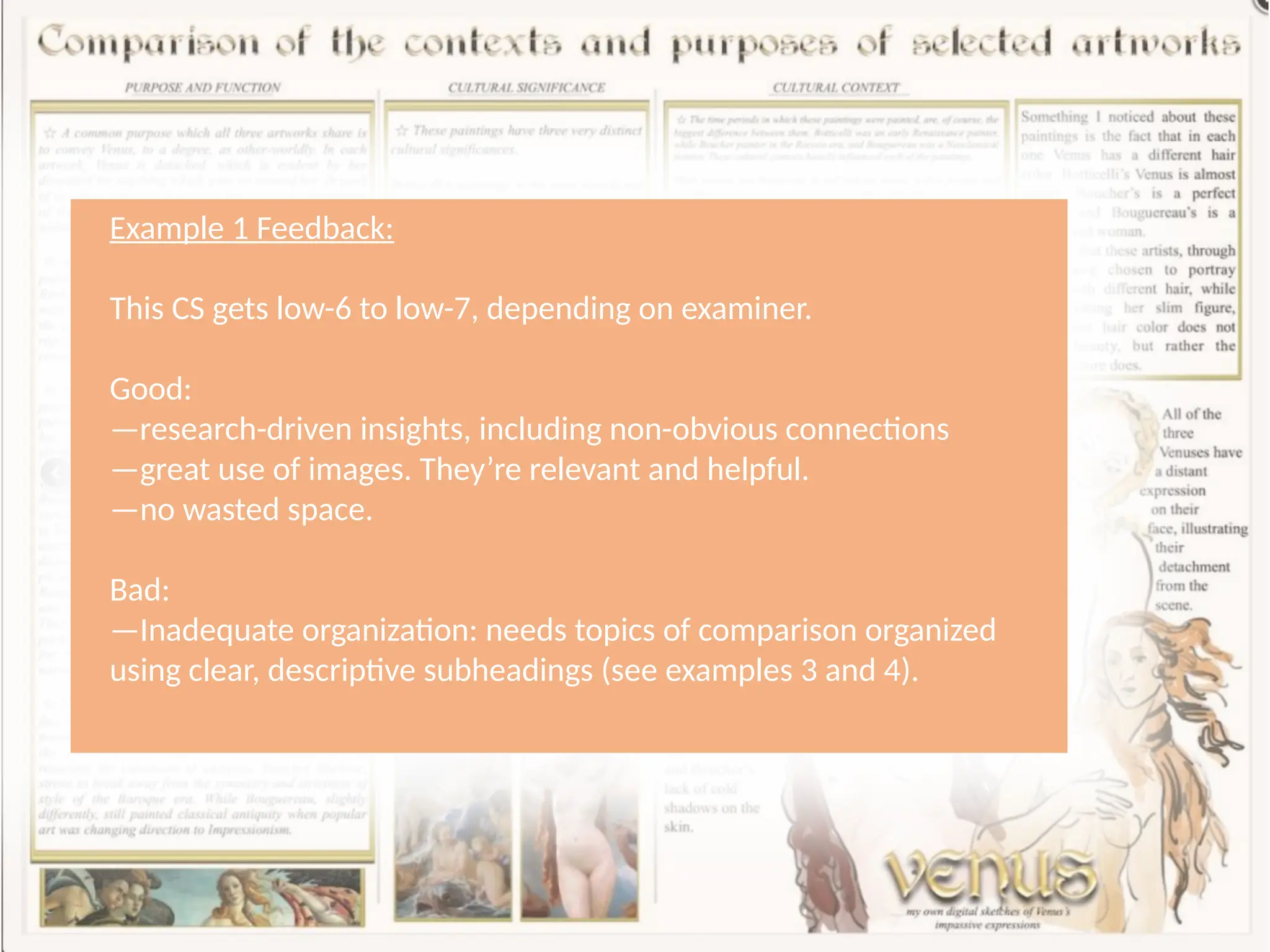IBDP visual arts - CS 3-way comparison scoring guide | PPTX