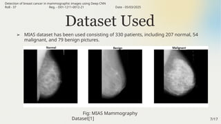 IDENTIFICATION OF BREAST CANCER IN MAMMOGRAPHIC IMAGES USING CNN | PPTX