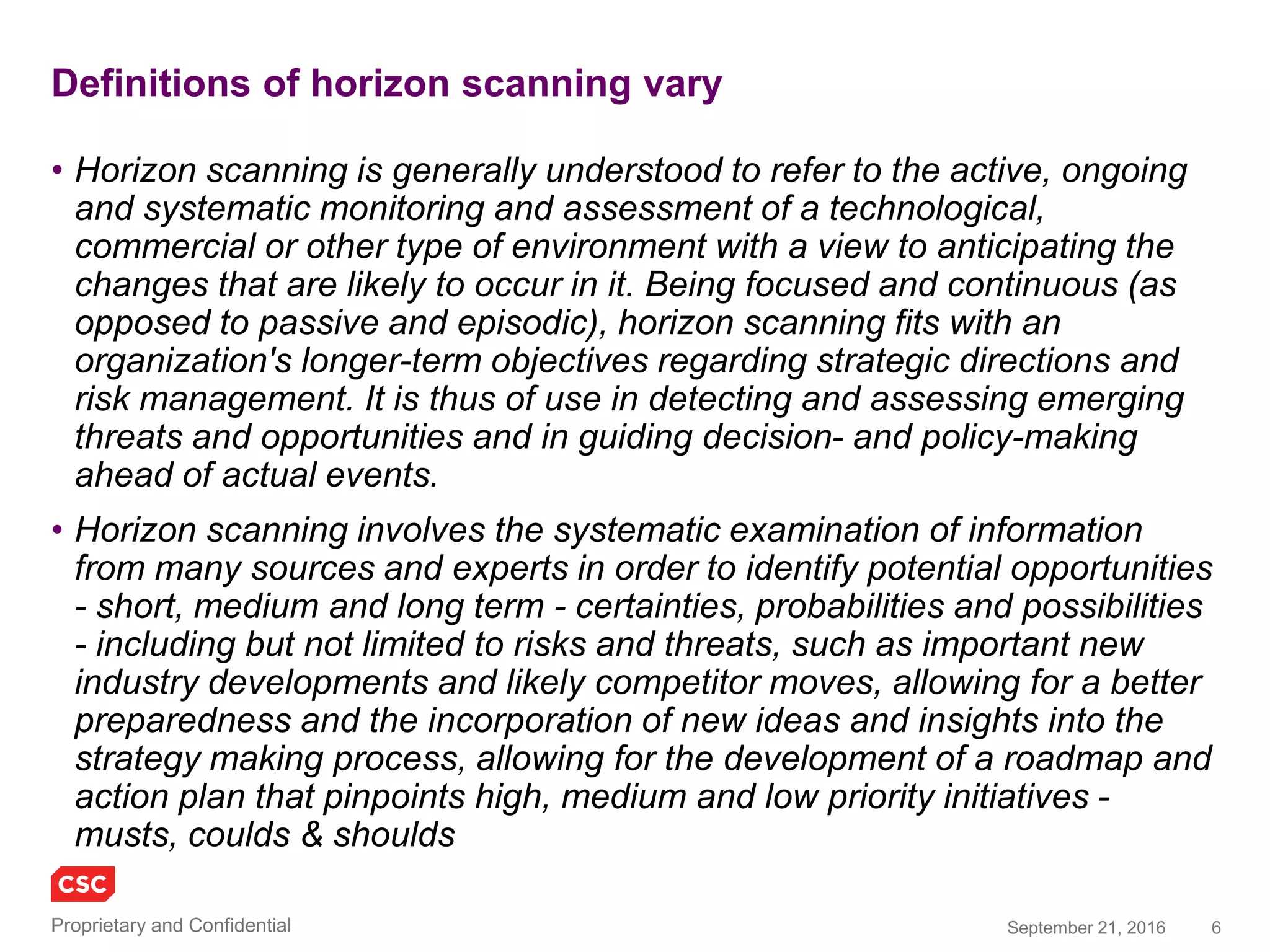 Introduction to Horizon Scanning 2016 | PDF
