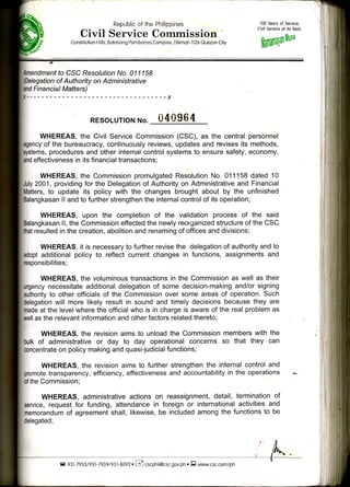 CSC Resolution No. 04-0964 Delegationpdf | PDF