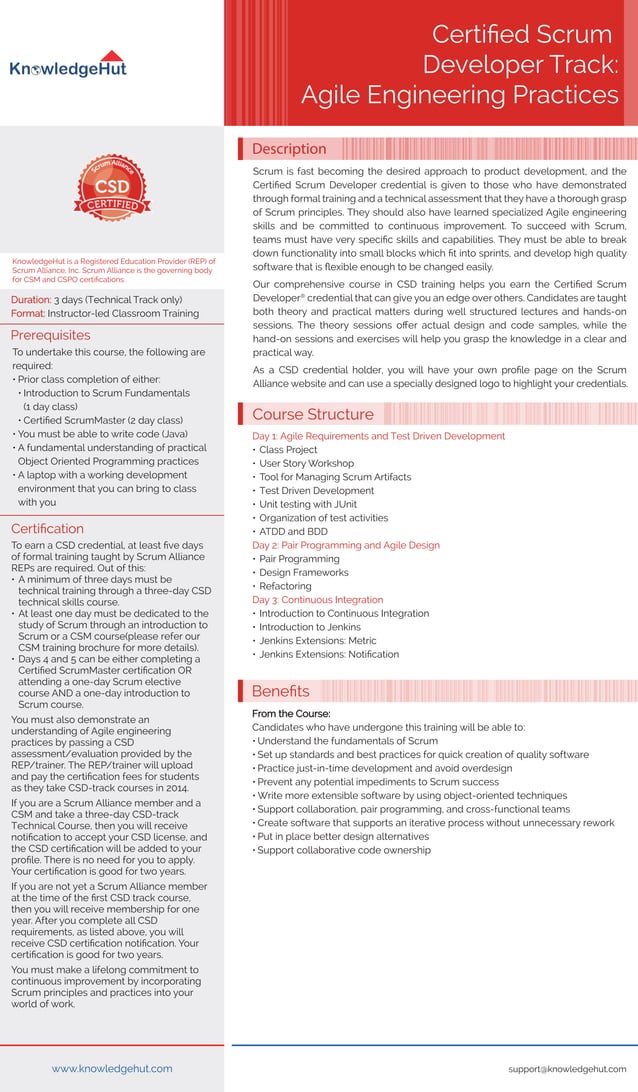 Certified Scrum Developer brochure | PDF