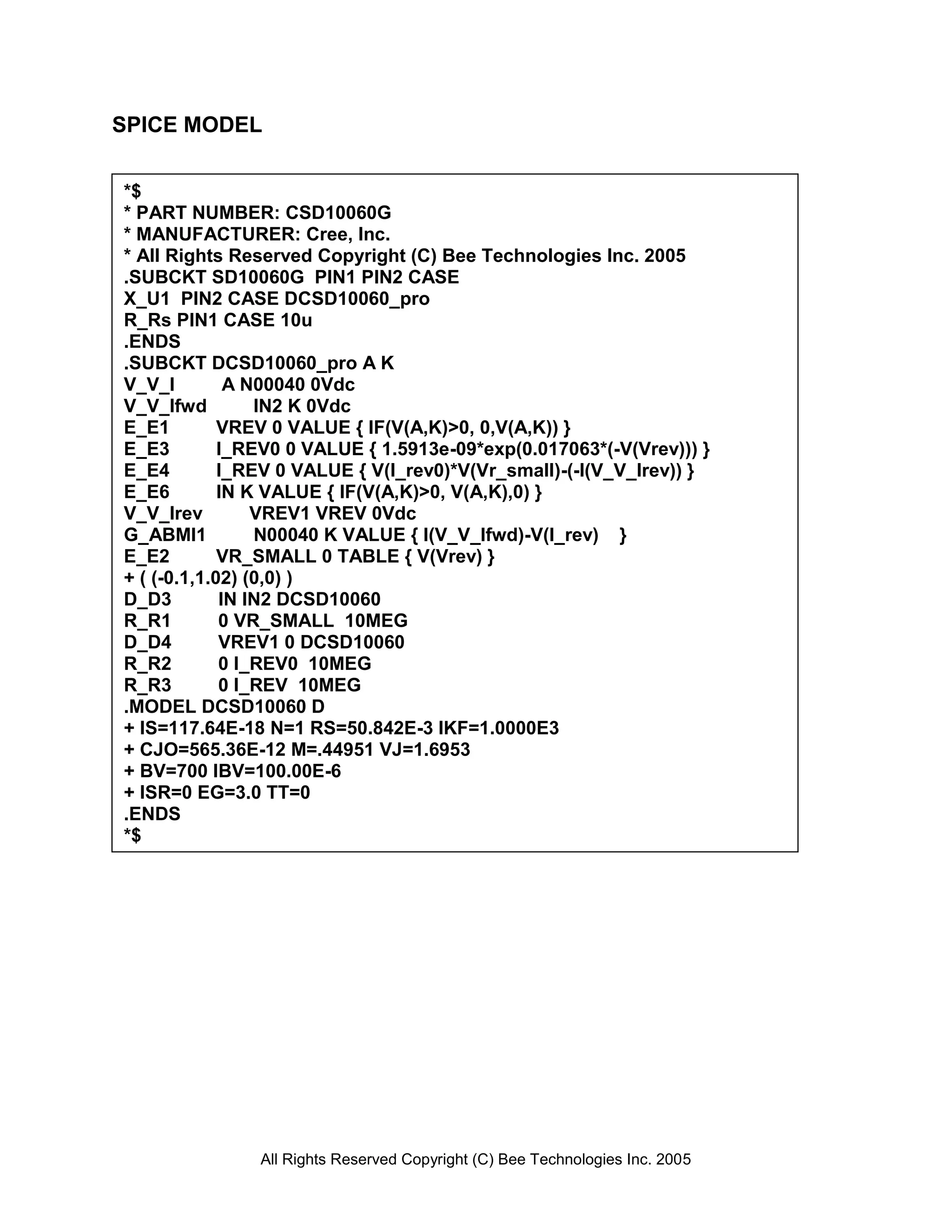 CSD10060G LTspice Model (Free SPICE Model) | PDF