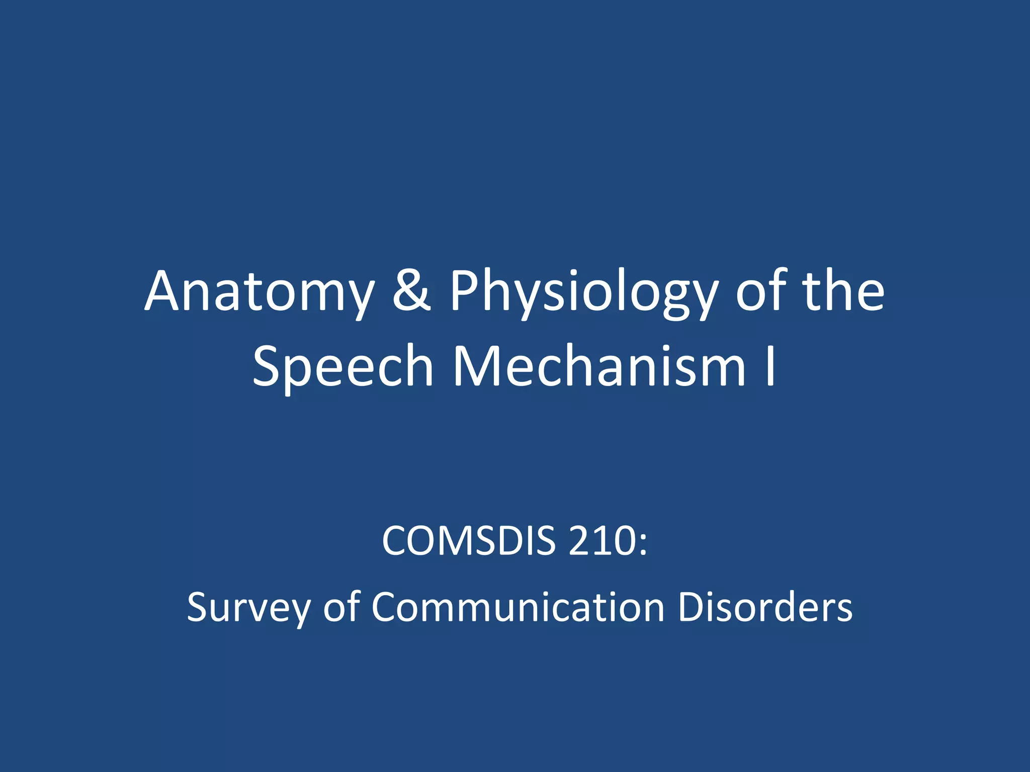 Csd 210 anatomy & physiology of the speech mechanism i | PPT