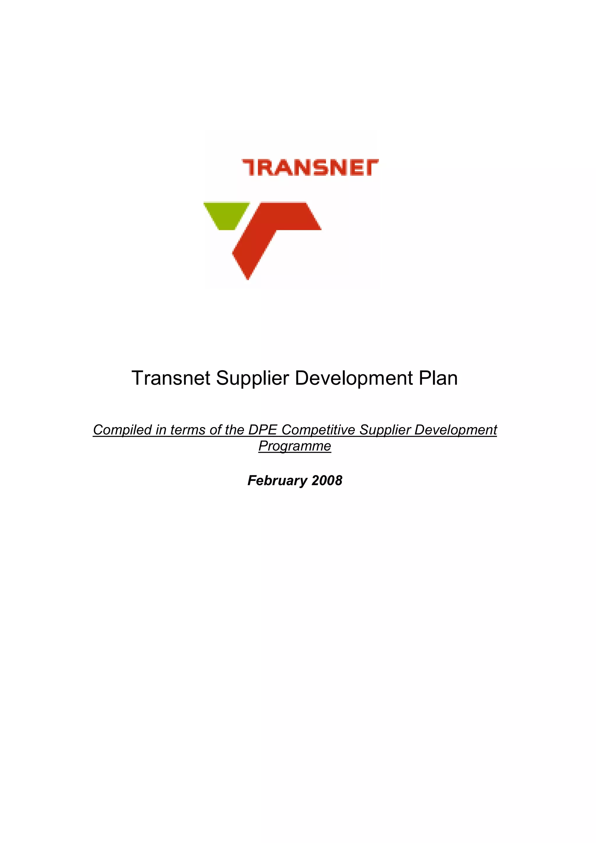 Transnet Supplier Development Plan | PDF